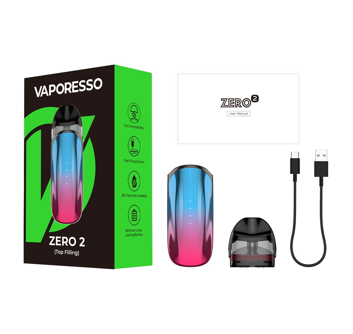 Vaporesso Zero 2 Kit (Top Filling), zero 2 top filling, zero series, zero s pods, zero 2 ...